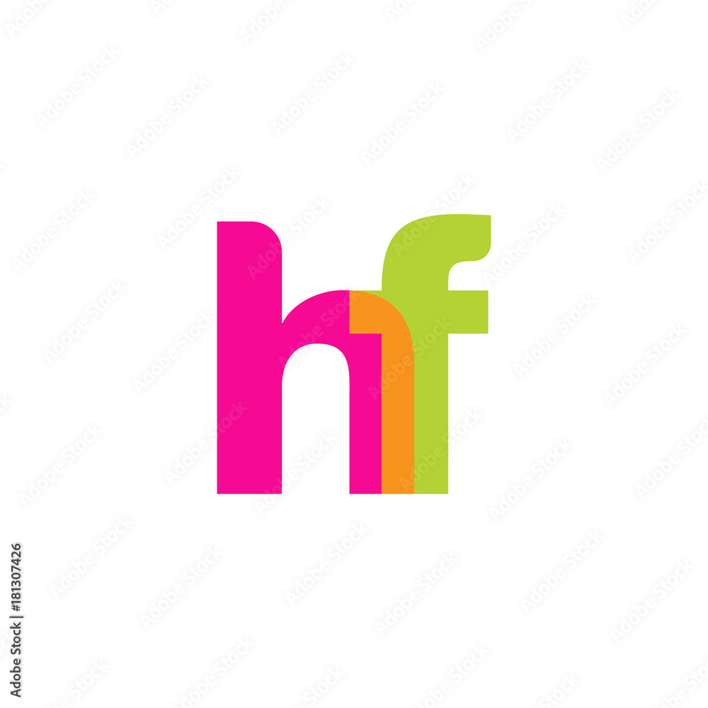 Initial letter hf, overlapping transparent lowercase logo, modern ...