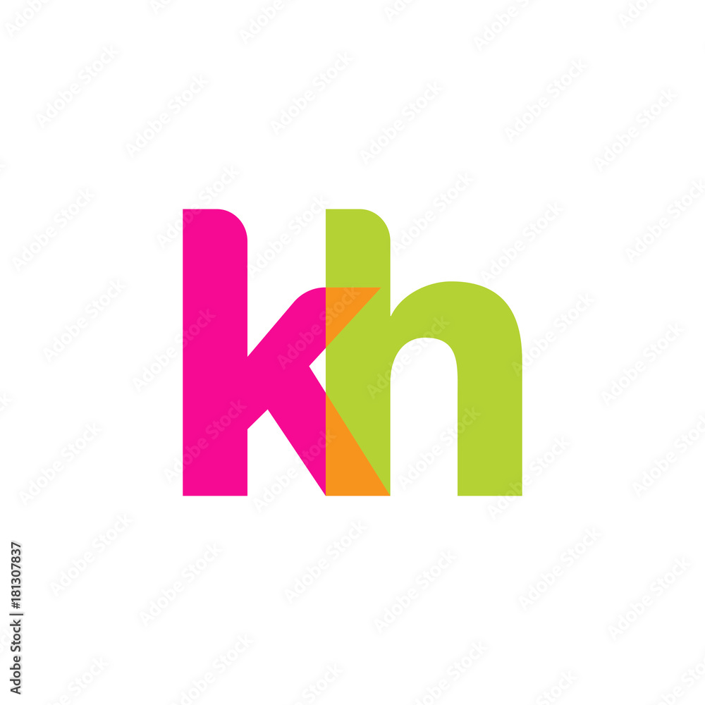 Initial letter kh, overlapping transparent lowercase logo, modern ...