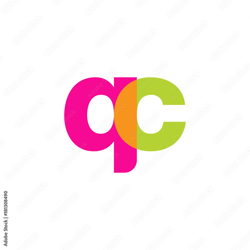 Initial letter qc, overlapping transparent lowercase logo, modern ...