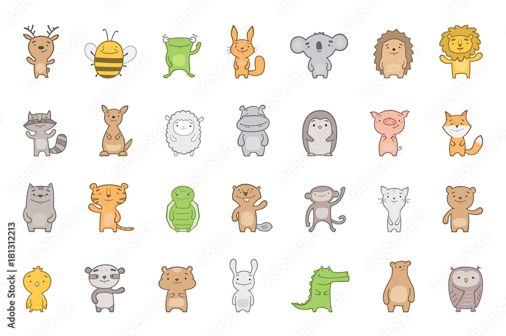 Vector 28 cute baby animals clipart Stock Vector | Adobe Stock