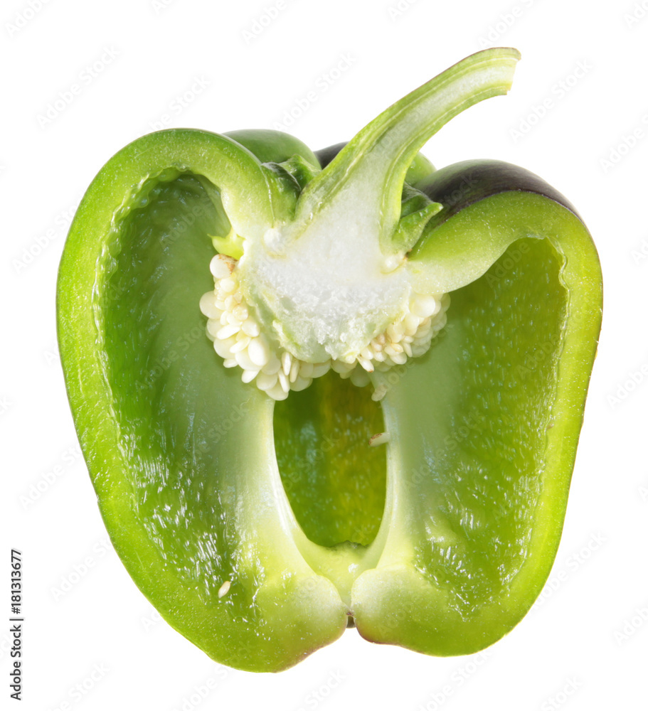 Green sweet pepper cross-section isolated on white background Stock ...