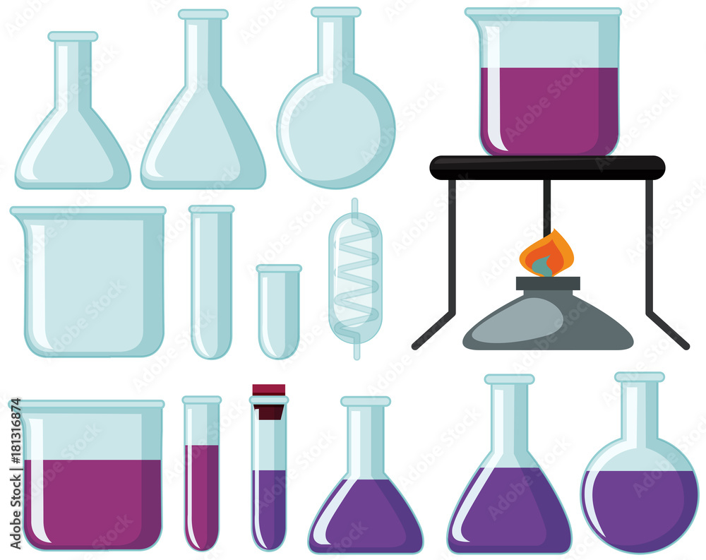 Different types of glass beakers for science experiment Stock Vector ...