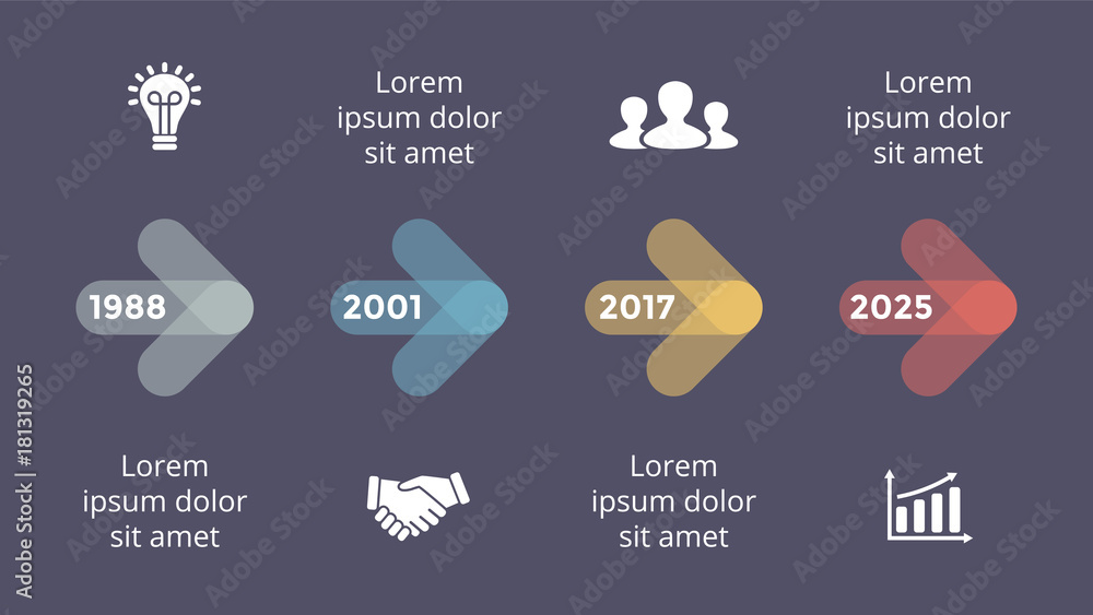 Vector metaball triangles timeline infographic, diagram chart, graph ...