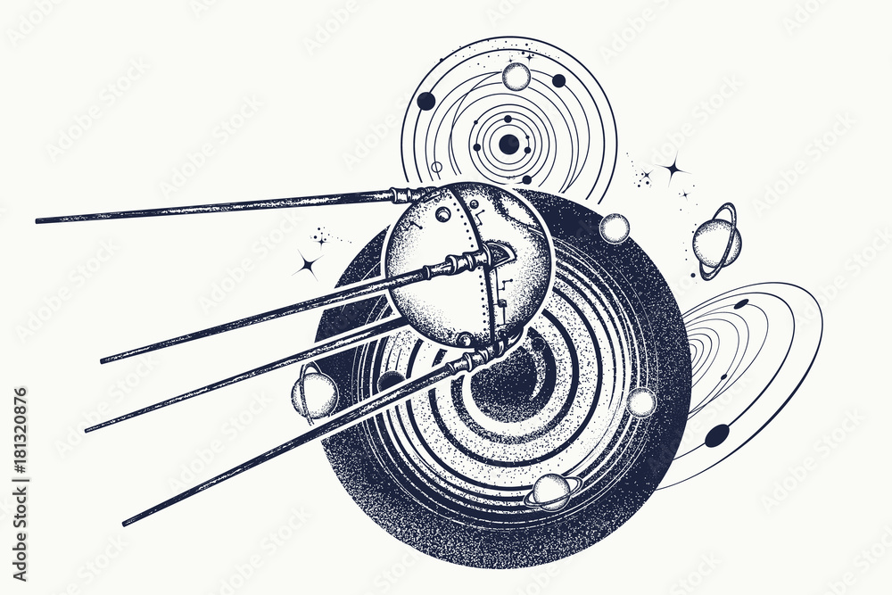 Universe research. Symbol of space expedition, science, future ...