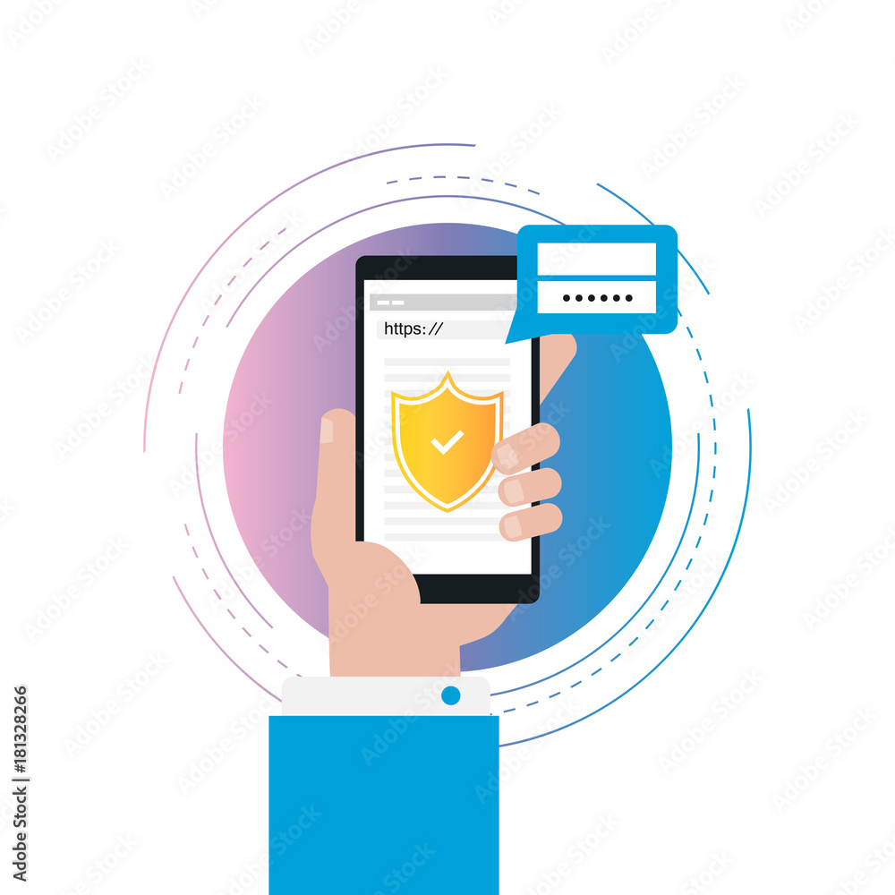 Secure account login gradient color vector illustration design. User ...