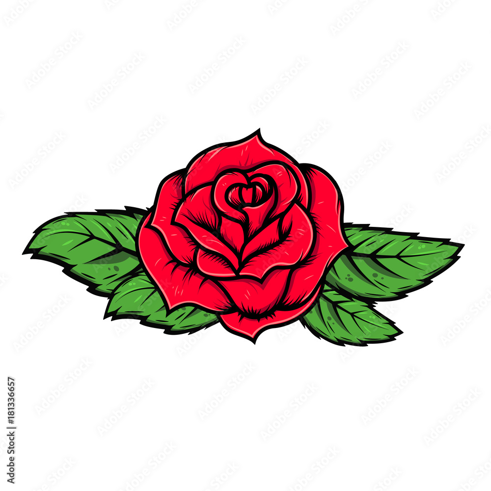 cartoon rose illustration isolated on white background. Vector design ...
