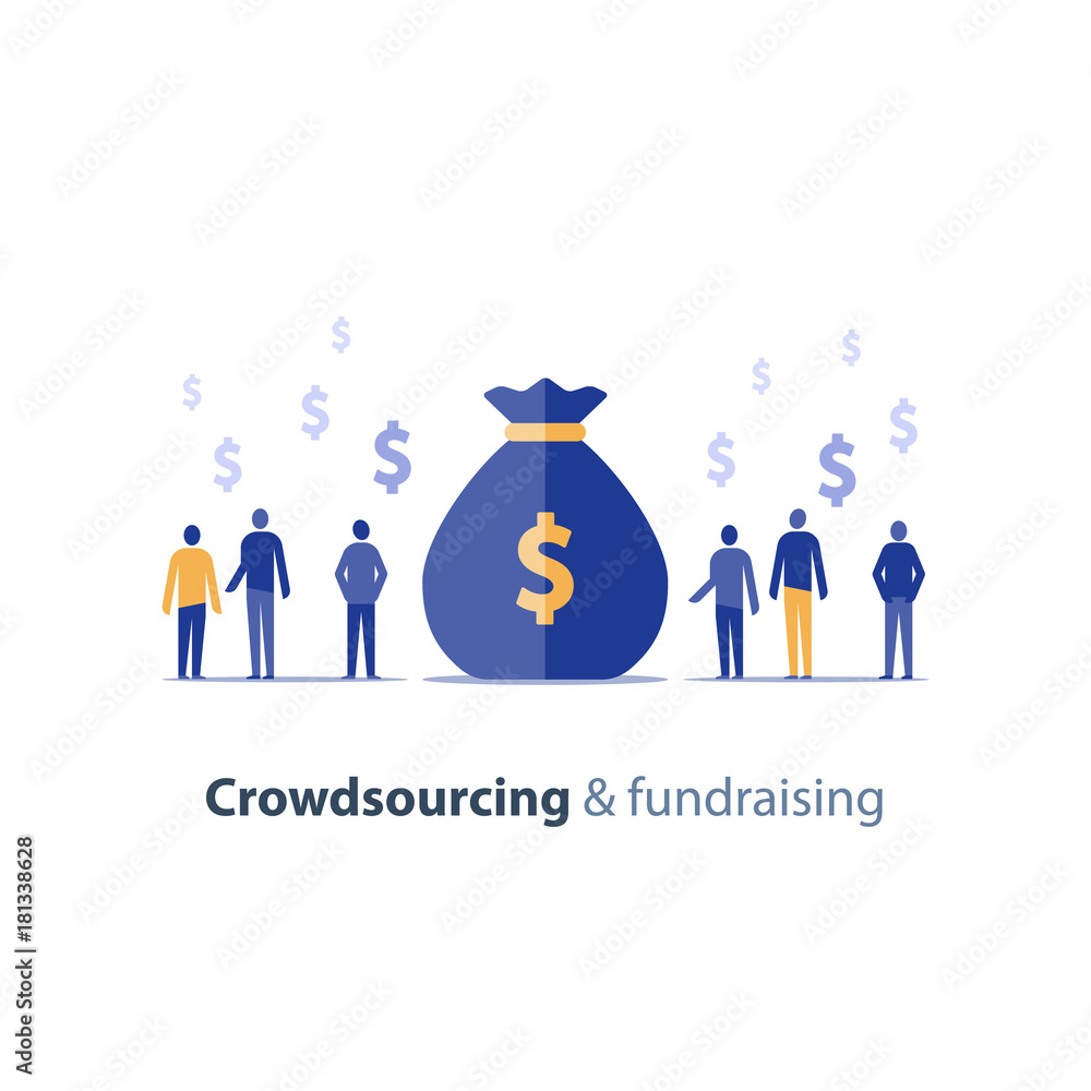 Fundraising campaign, crowdfunding concept, business meeting, group of ...