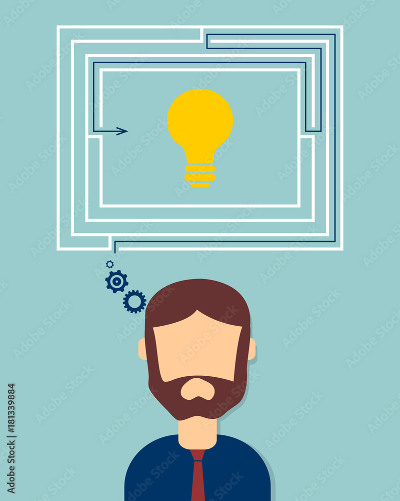 find the idea concept with male avatar and maze with light bulb and ...
