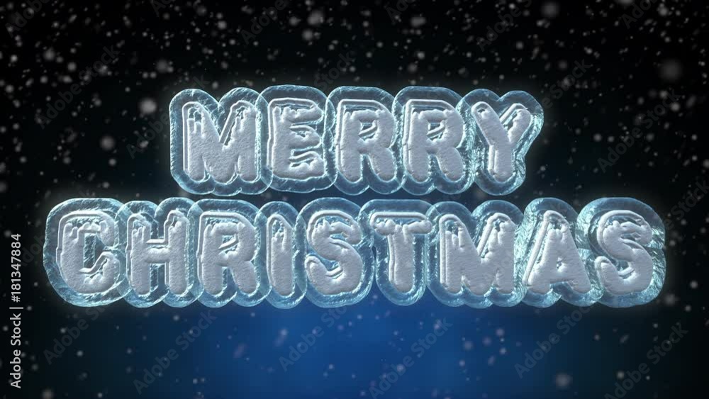 Merry Christmas 3D Text Looping Animation, Frozen Ice Text Effect With ...