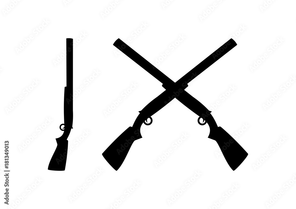 Black Shotguns Cross Illustration Logo Silhouette Stock Vector | Adobe ...