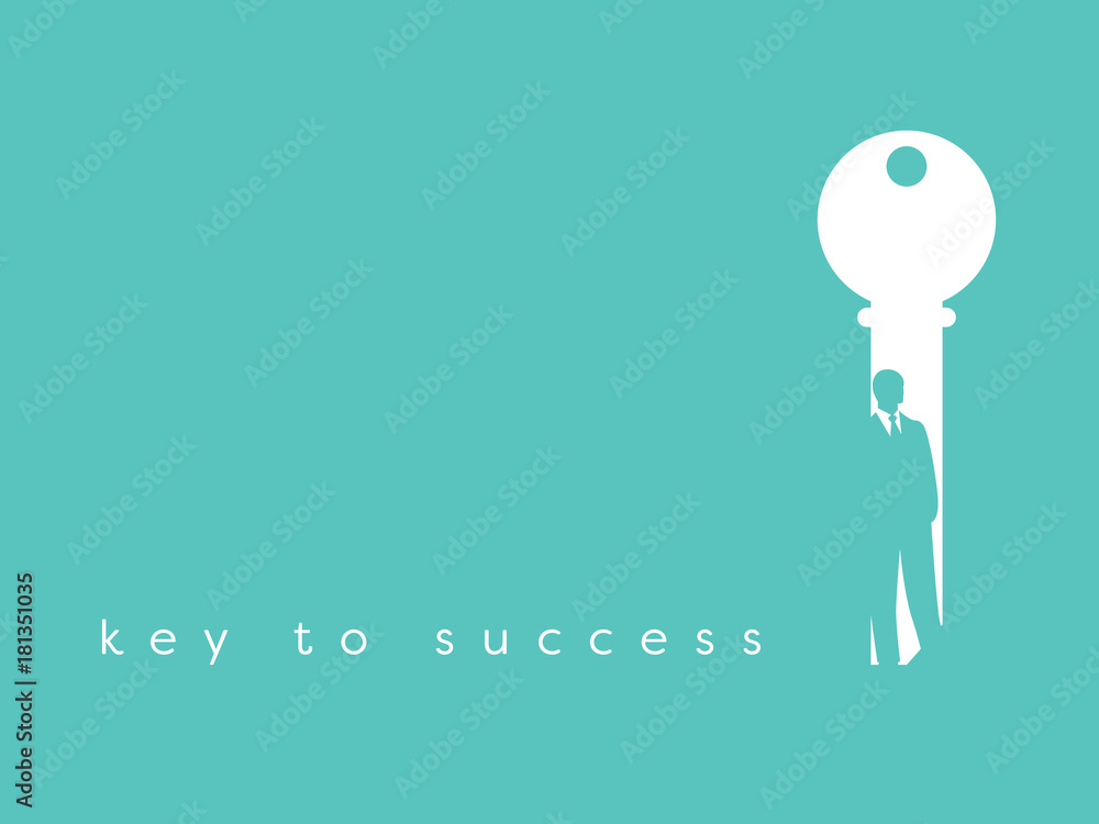 Key to success in business vector symbol. Businessman and key negative ...