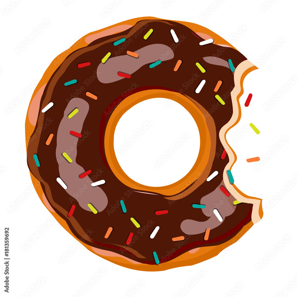 Sweet bite donut. Donut with chocolate glaze isolated on white ...