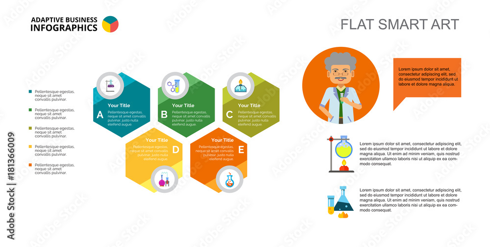 Flow Chart with Five Elements Template Stock Vector | Adobe Stock