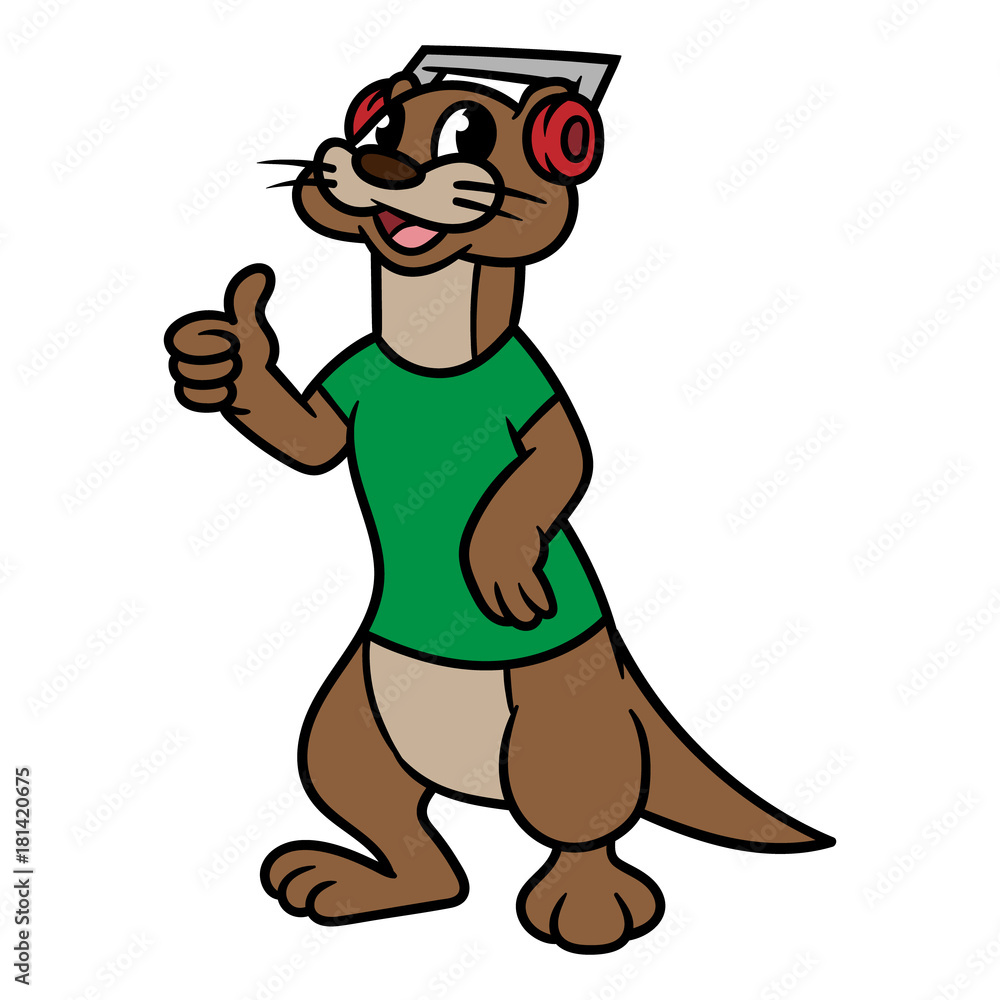 Cartoon Otter Character With Headphones Stock Vector | Adobe Stock
