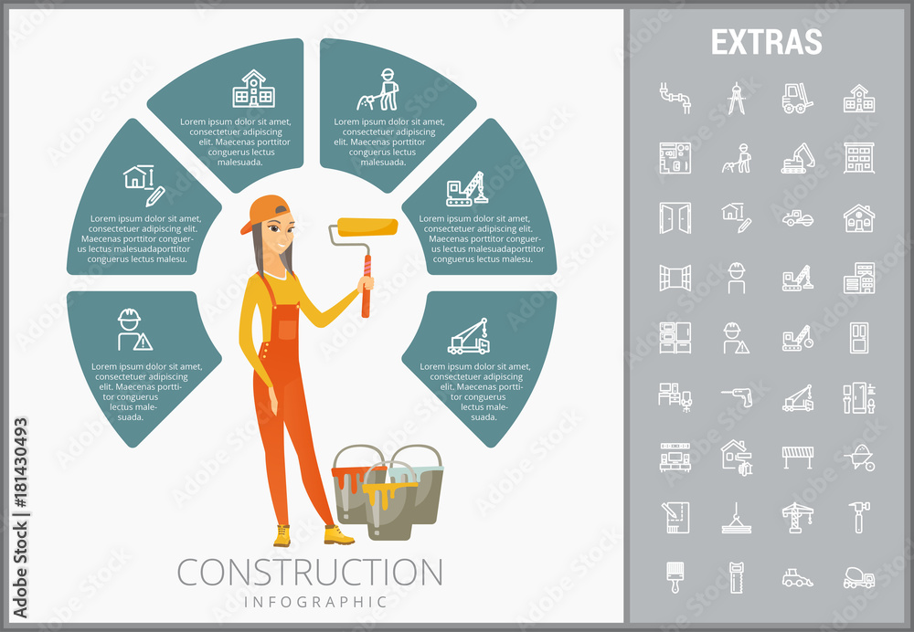 Construction infographic template, elements and icons. Infograph ...