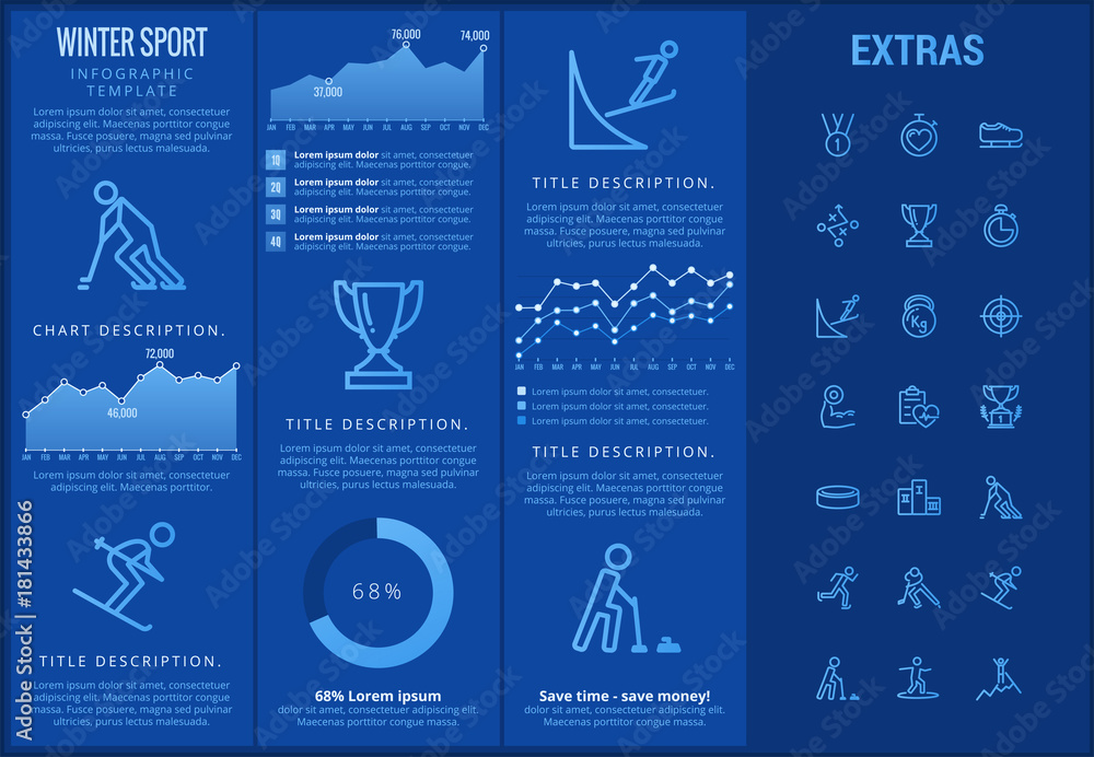 Winter sport infographic template, elements and icons. Infograph ...