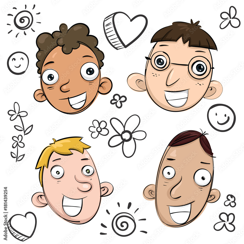 cartoon smile faces Stock Vector | Adobe Stock
