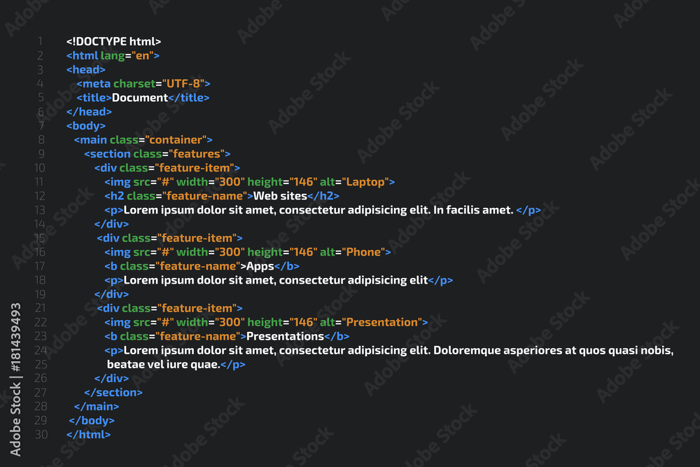 Html Code Website Coding Programming Concept Vector Illustration