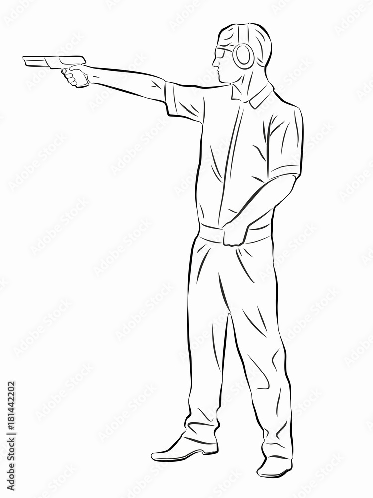 illustration of a shooter from a gun , vector draw Stock Vector | Adobe ...