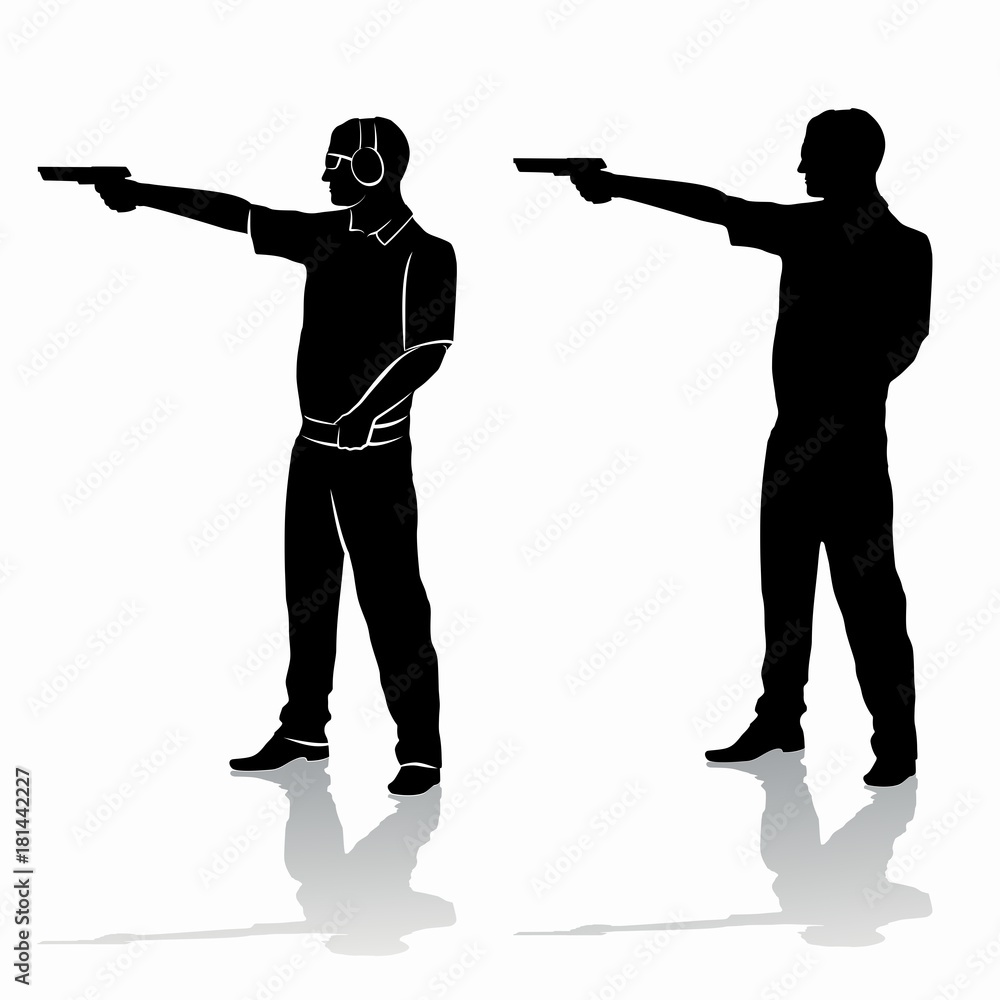 silhouette of a shooter from a gun , vector draw vector de Stock ...