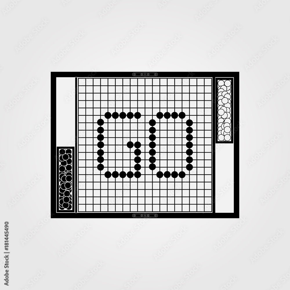 vector cartoon igo, go game, go board, traditional chinese strategy ...