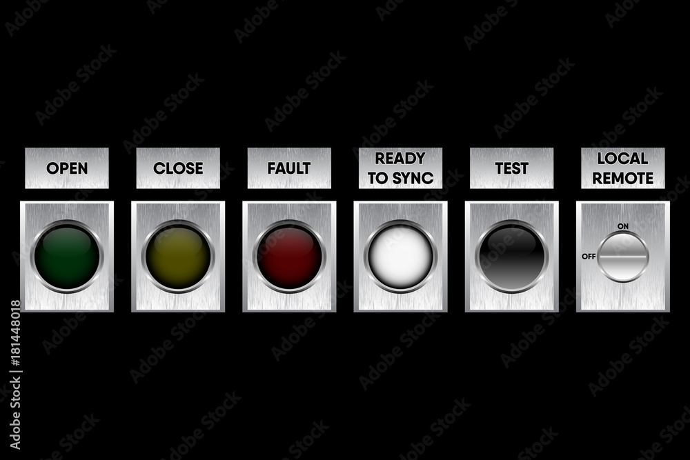 Button switchgear and operation symbol of controller panel, Vector ...