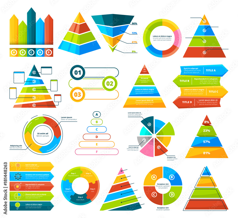 Big vector collection of infographic elements. Pie charts, graphs ...