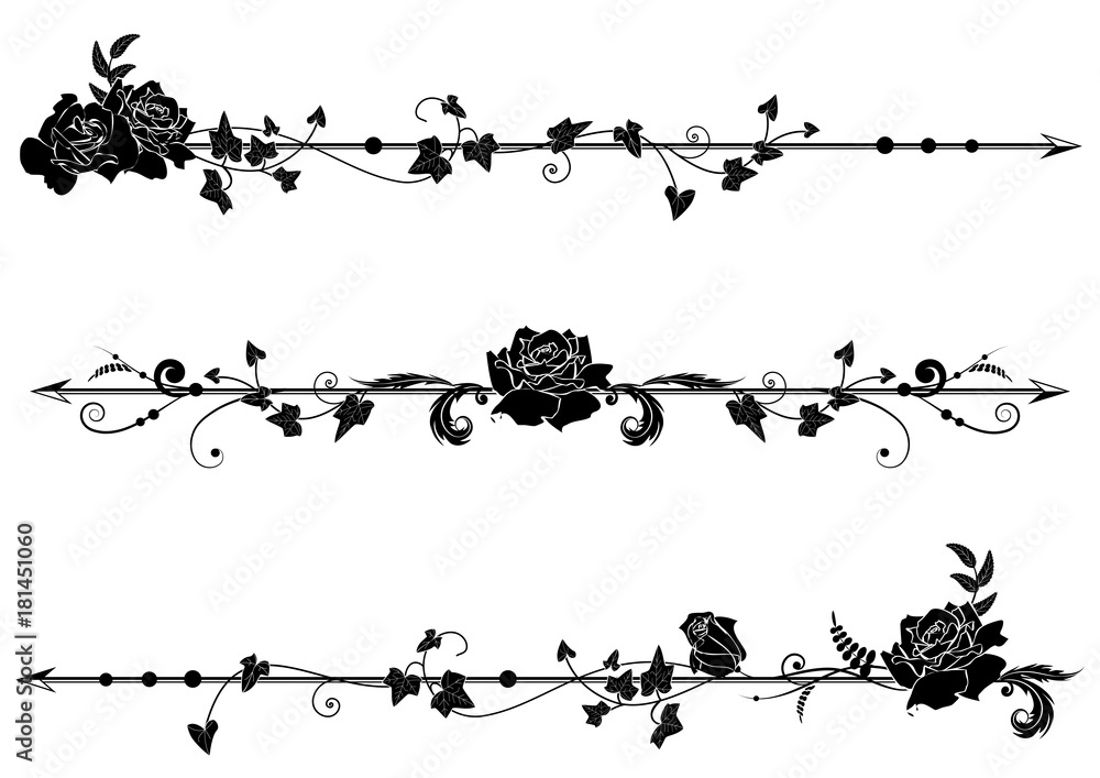 dividers with roses and ivy Stock Vector | Adobe Stock