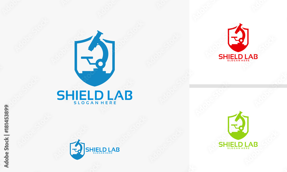 Strong Laboratory logo template, Shield laboratory logo designs vector ...