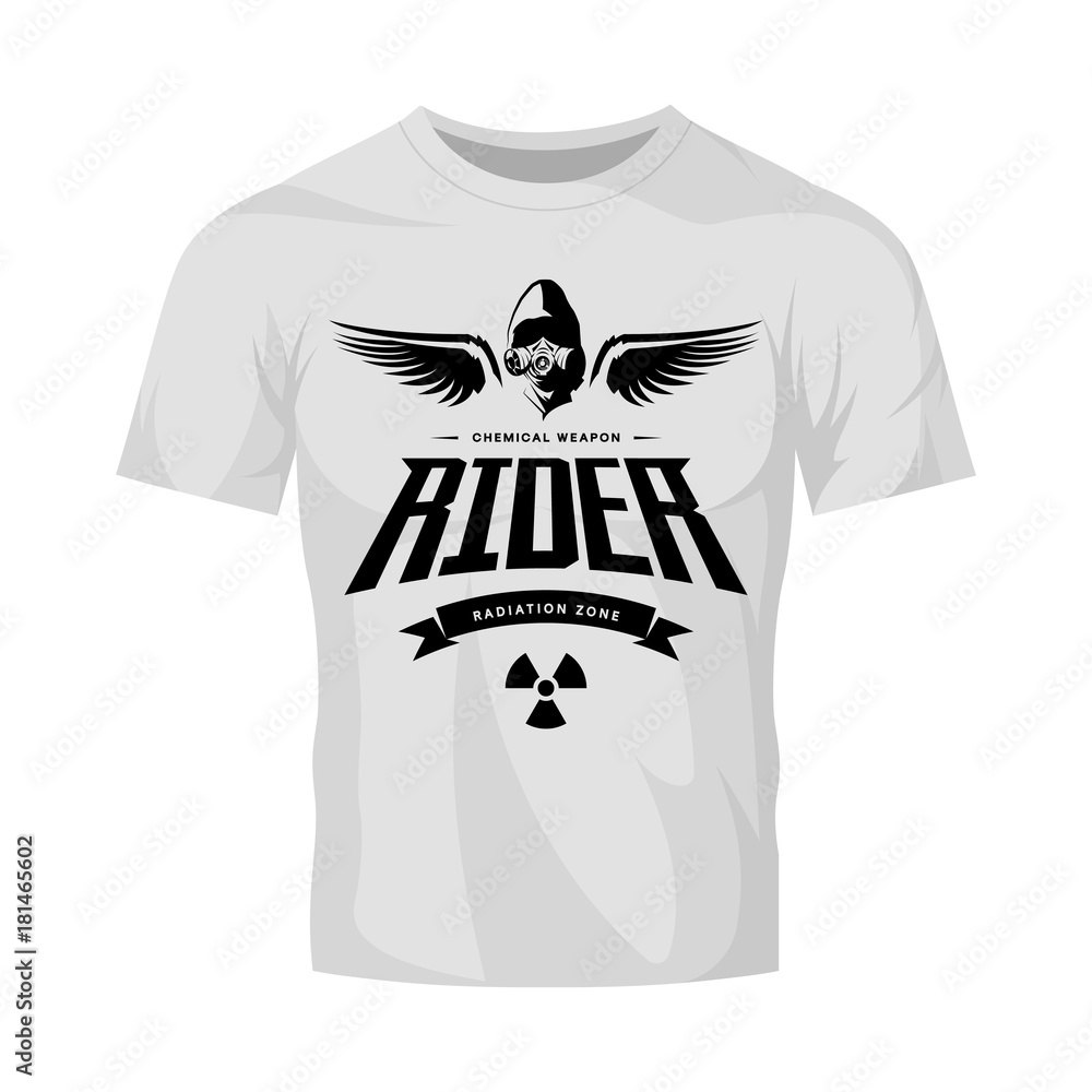 Vintage toxic rider in gas mask vector logo isolated on white t-shirt ...