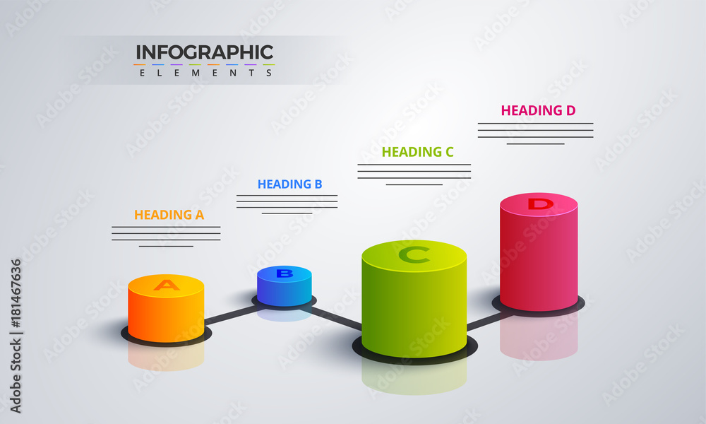 3D infographic element, or graph with four (4) steps . Stock Vector ...