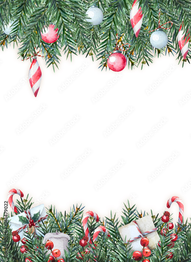 Watercolor Christmas template holidays poster with a place for your ...