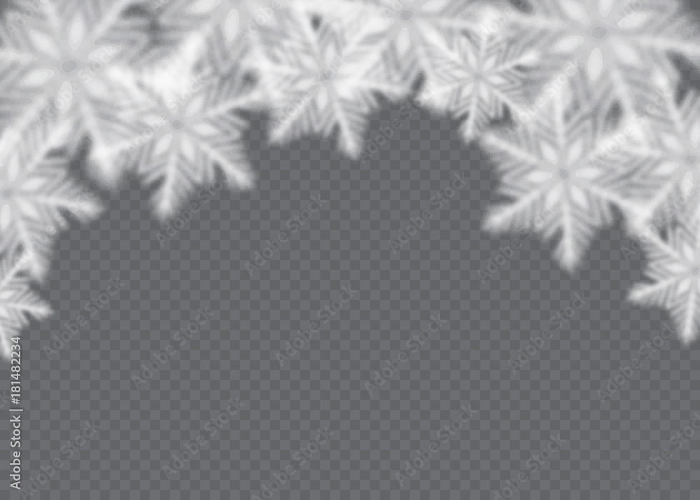 Snow overlay on transparent background. Vector illustration of falling ...