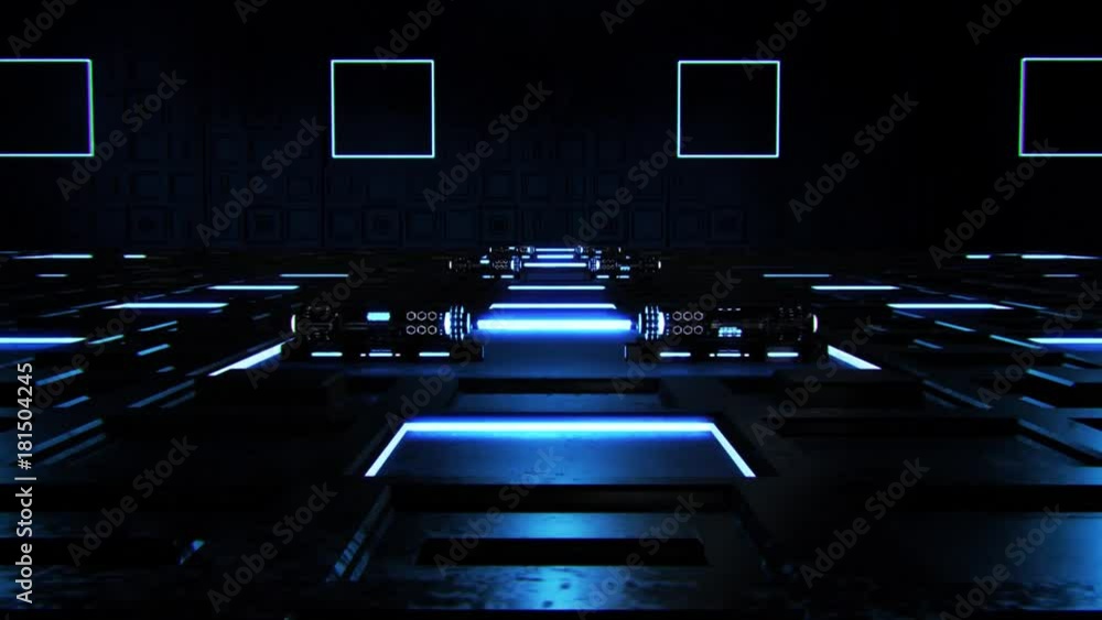 3D Blue Sci-Fi Tech Room Environment Intro Logo Background Stock Video ...