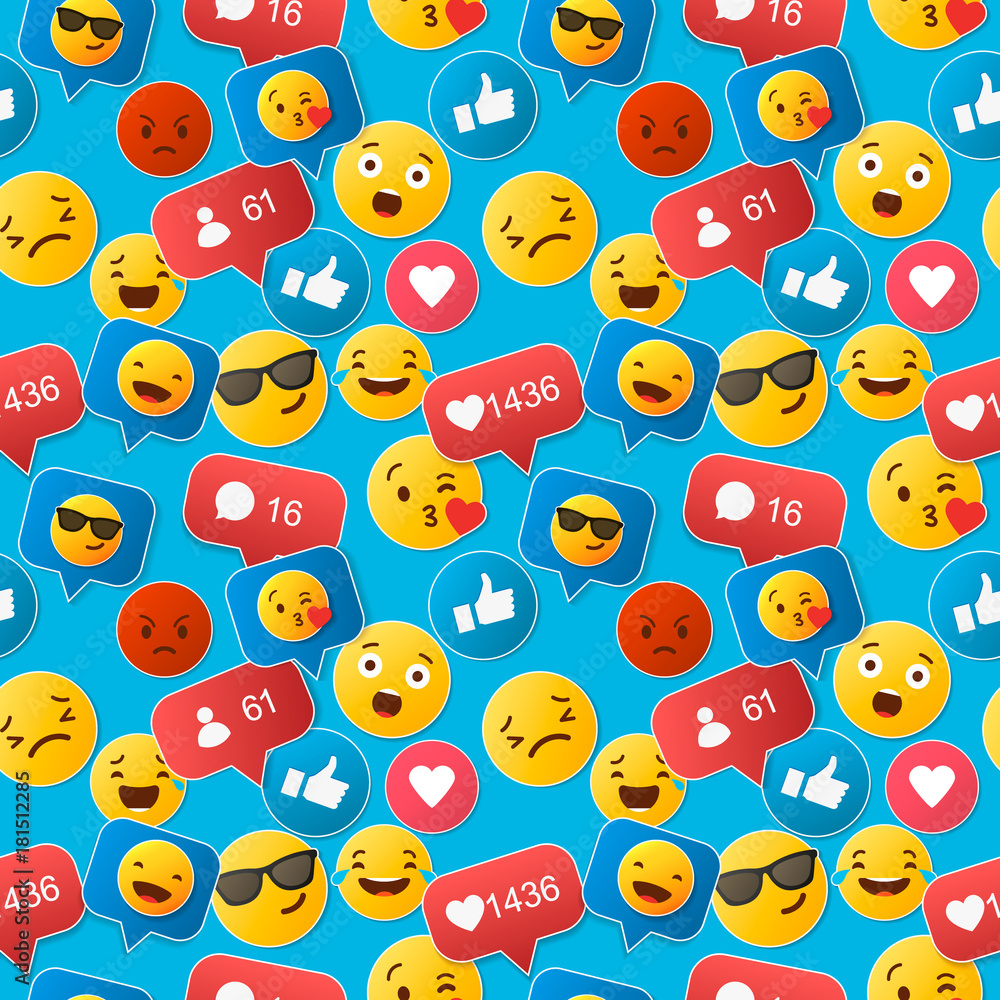 emoji seamless pattern on a white background. illustration Stock Vector ...