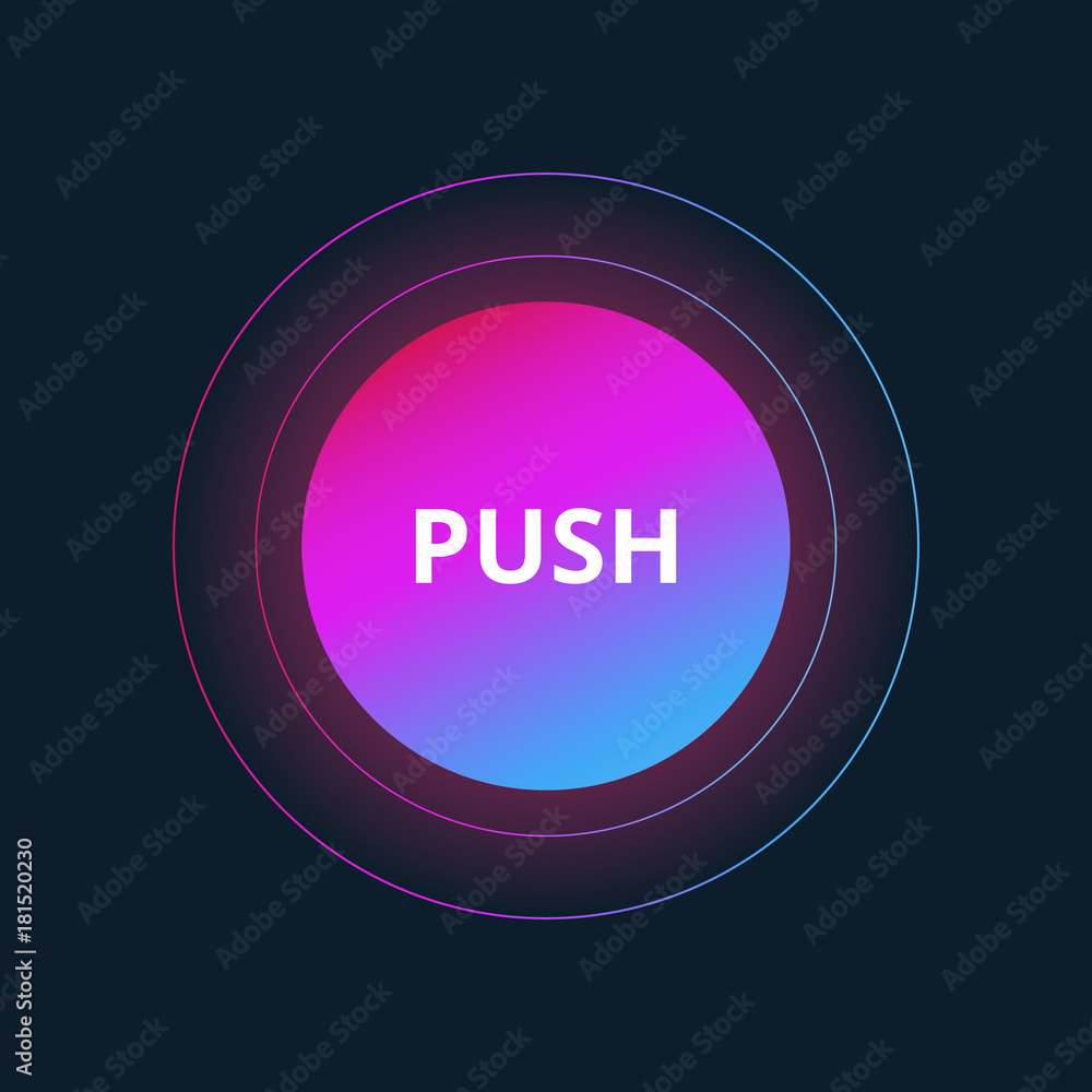 Ui circle flat design for site Push Button.Vector illustration with ...