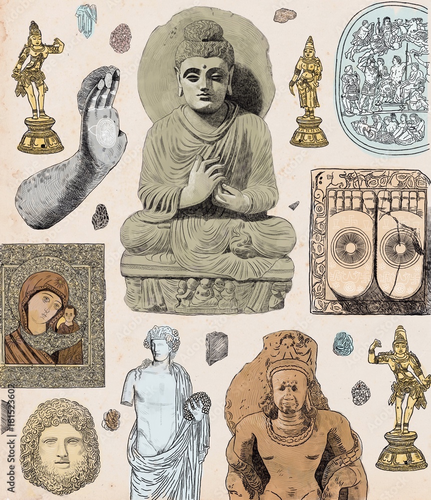 Old Religious Historical Statues and Artefacts Spiritual Objects in ...