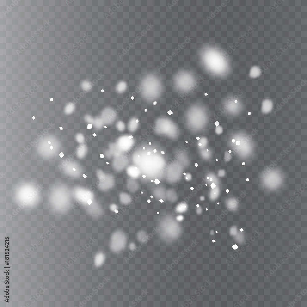 Snow overlay on transparent background. Vector illustration of falling ...