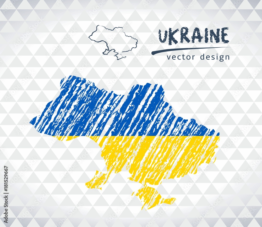 Map of Ukraine with hand drawn sketch map inside. Vector illustration ...