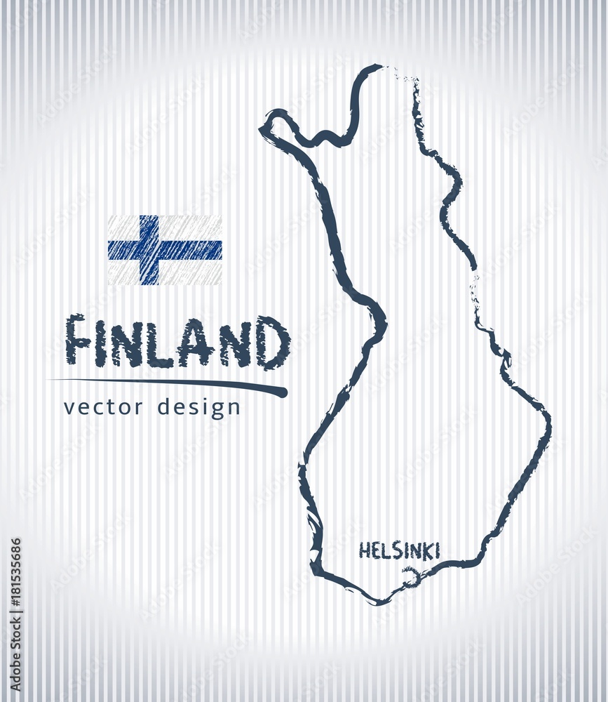 Finland national vector drawing map on white background Stock Vector ...