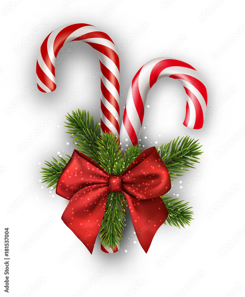 Christmas candy canes isolated on white. Stock Vector | Adobe Stock