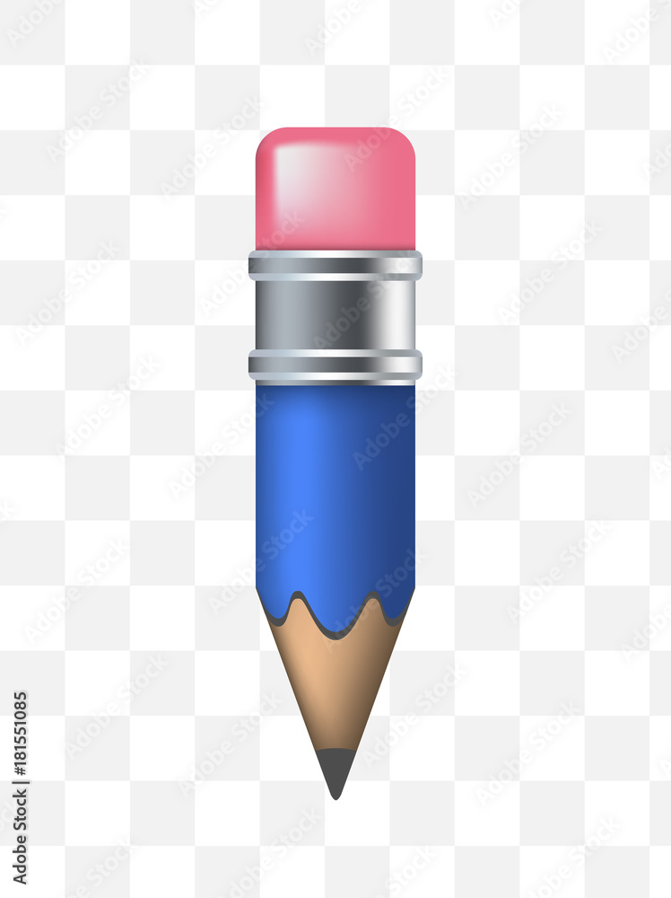 Cute Pencil Icon on Transparent Background . Isolated Vector ...