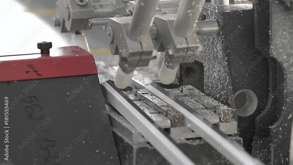 Cutting of the glazing bead for the plastic window. Cutting PVC profile ...