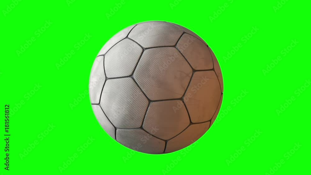 A loop able animation of a soccer ball spinning in slow motion on a ...