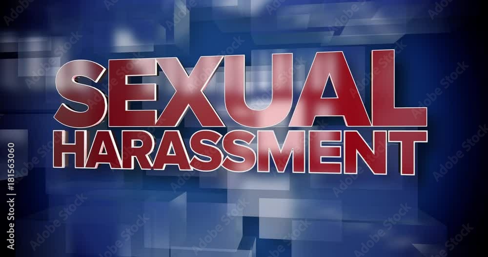 A red and blue dynamic 3D Sexual Harassment title page background ...