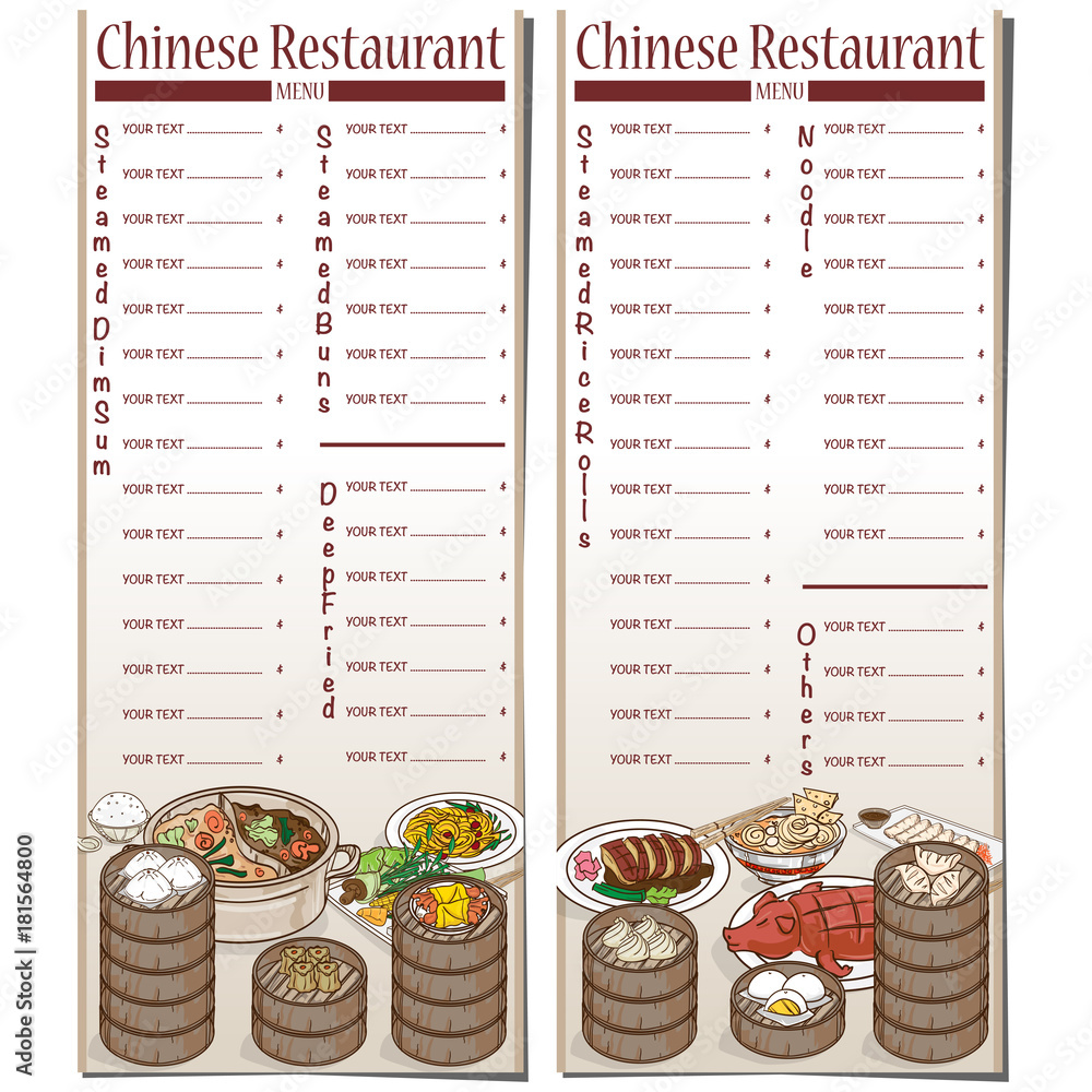 menu dim sum chinese food restaurant template design Stock Vector ...
