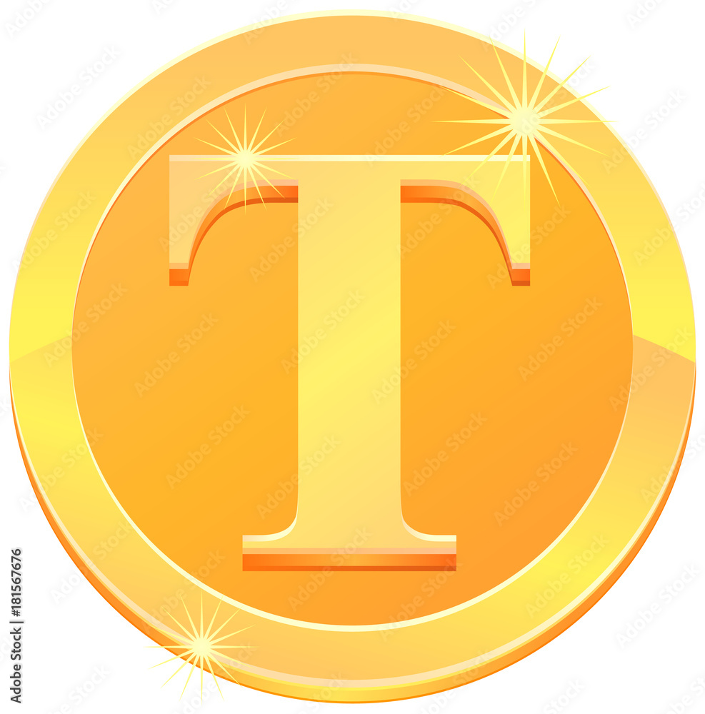 Gold coin with letter T design vector image Stock Vector | Adobe Stock