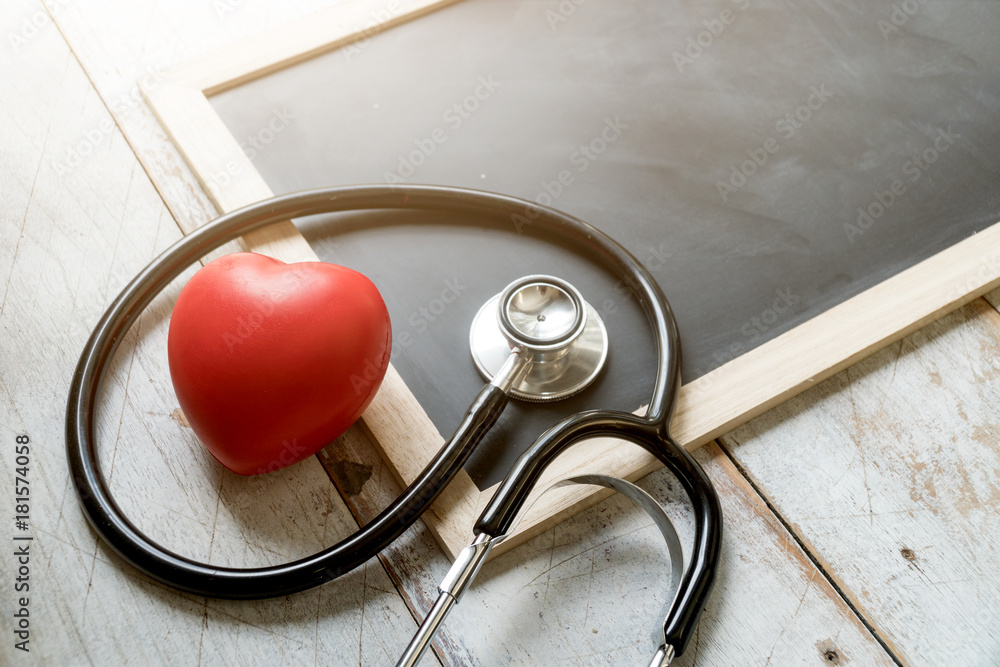Red heart and stethoscope on desk,healthy check for medical,cardiology ...