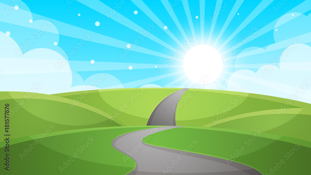 Cartoon landscape - road illustration. Vector eps 10 Stock Vector ...