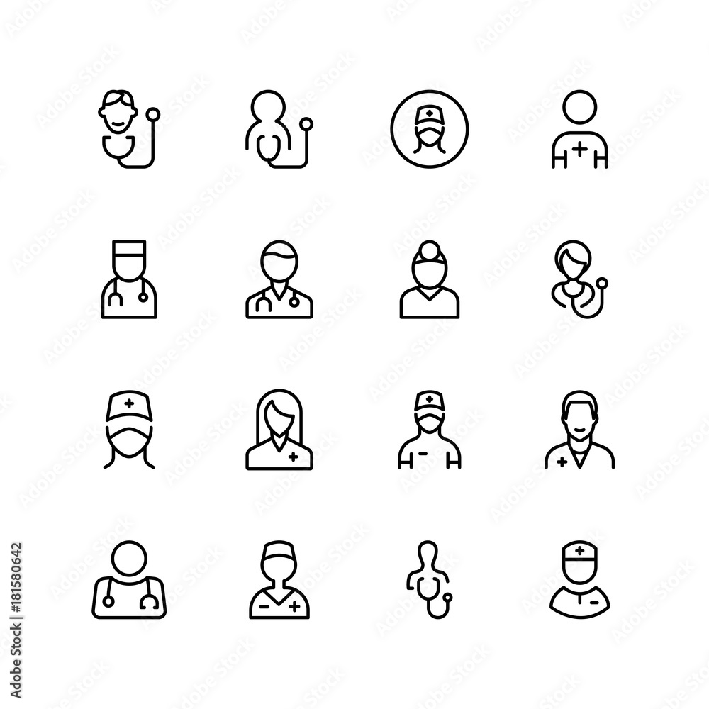 Doctor line icon Stock Vector | Adobe Stock